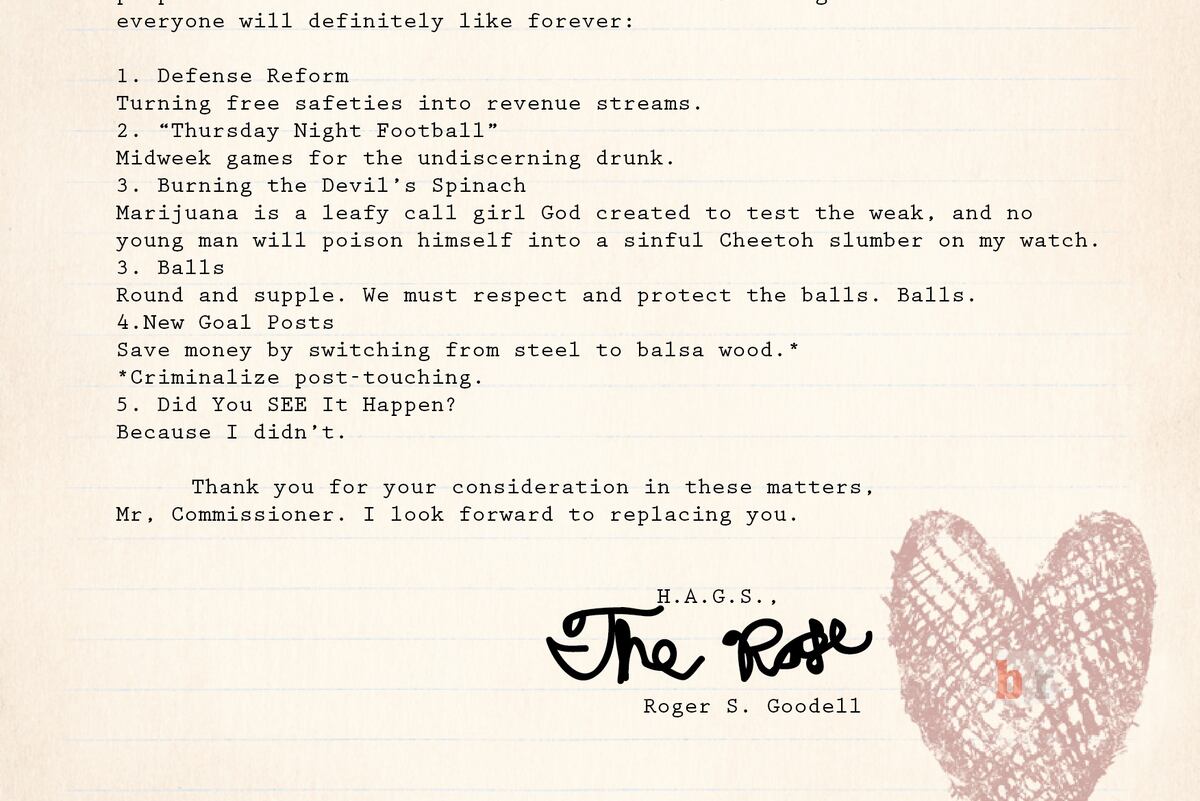 Fake Rough Draft of Roger Goodell's NFL Job Application Letter Surfaces ...