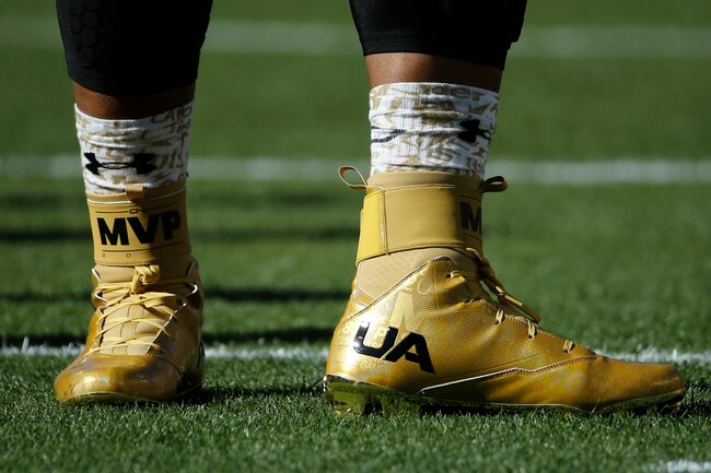 Cam Newton Wears 'MVP' Cleats Featuring His Stats Before Super Bowl 50