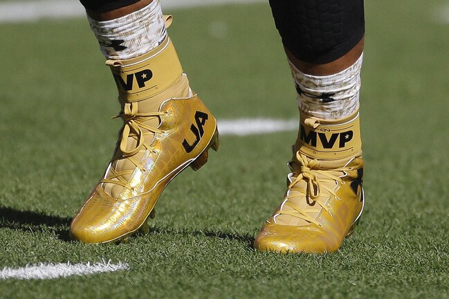 Cam Newton Wears 'MVP' Cleats Featuring His Stats Before Super Bowl 50