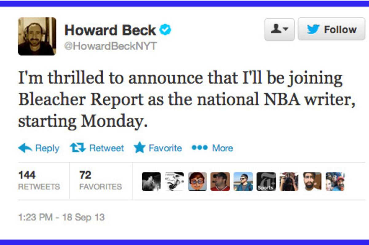 Twitter Reacts to Bleacher Report's New Hires Howard Beck, Kevin Ding ...