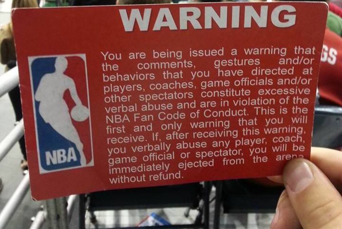 The NBA Is Handing Out Code of Conduct Warning Cards to Fans | News ...
