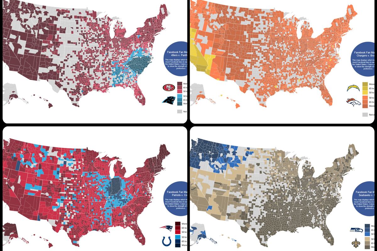 Facebook Fandom Maps for NFL Divisional Round Playoff Matchups | News ...