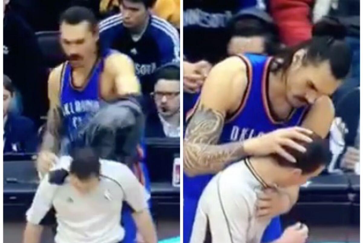 Thunder Center Steven Adams Accidentally Hits Ref in Head While Taking ...