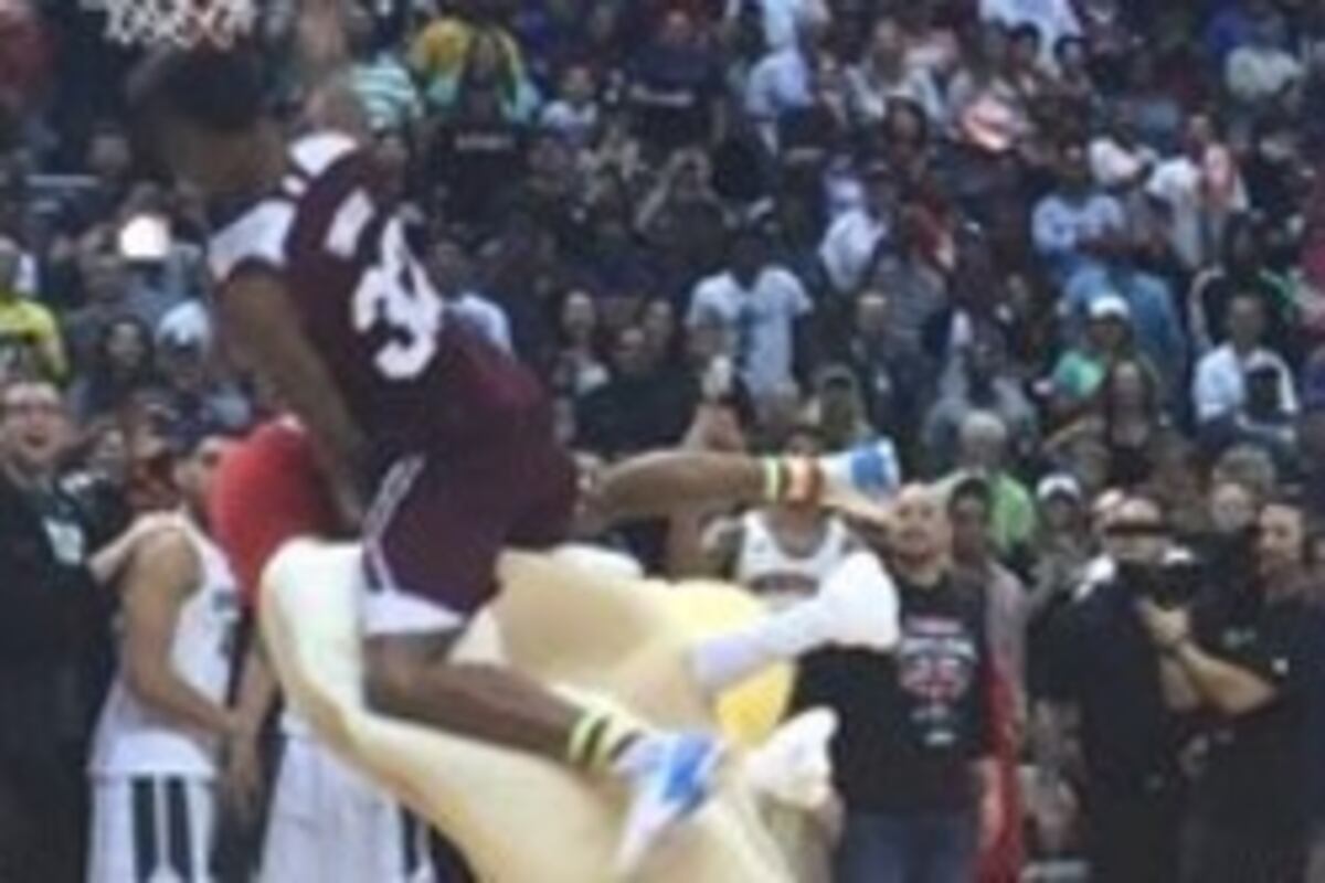 MSU G Craig Sword Tries to Dunk over Guy in a Pancake Costume, It Goes ...
