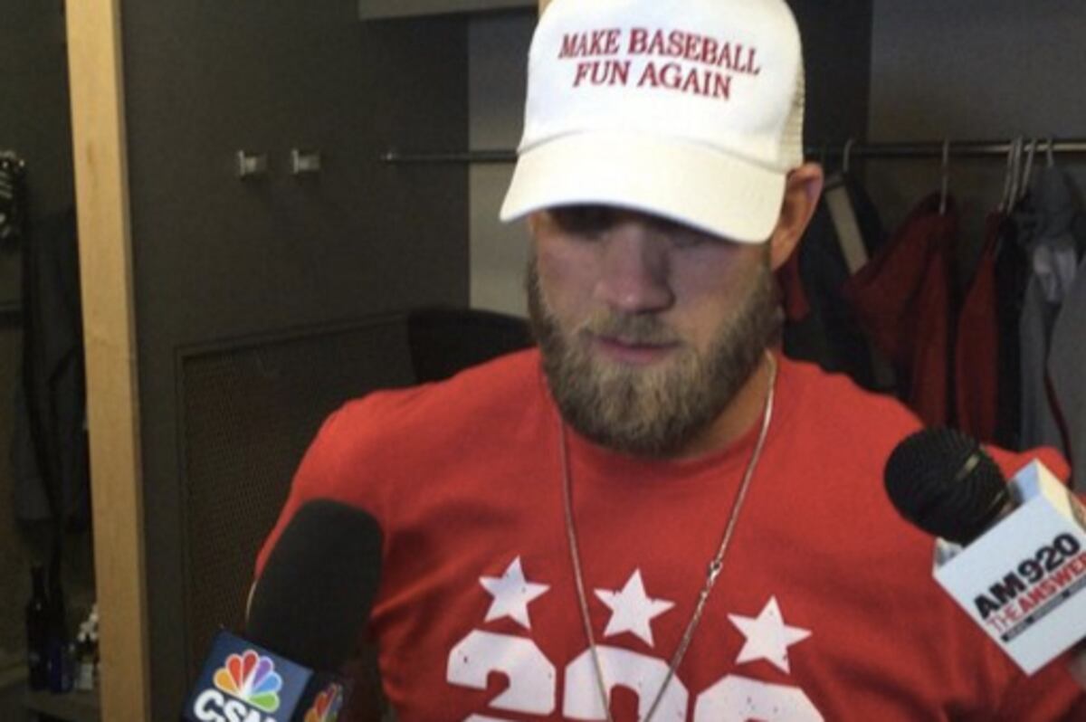 Bryce Harper Wears a 'Make Baseball Fun Again' Hat | News, Scores ...