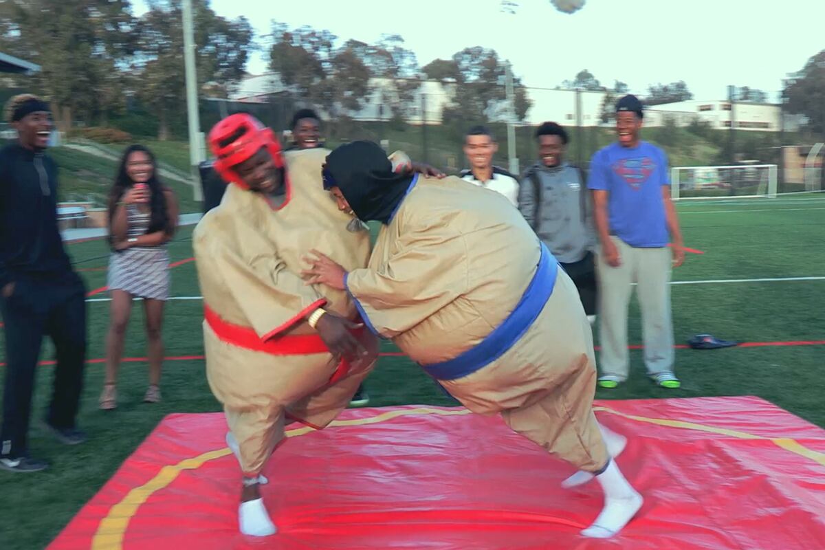 Watch 5-Star High School Football Teammates Battle It Out in Sumo ...