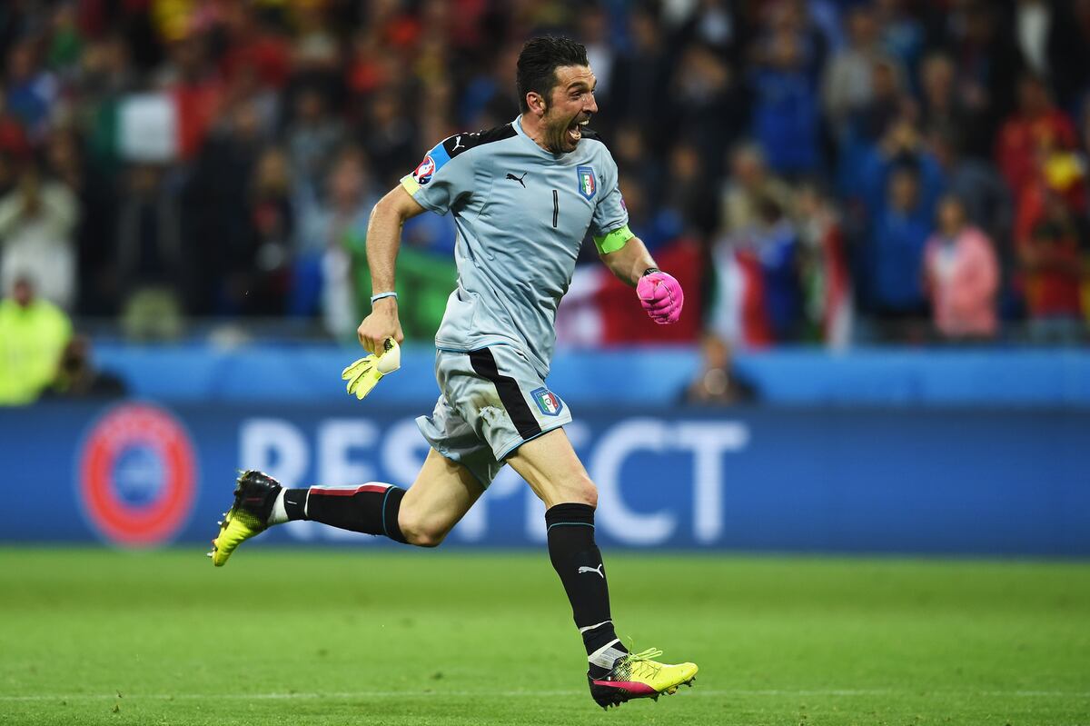 Gianluigi Buffon Celebrates Italy's Euro 2016 Win by Jumping onto ...