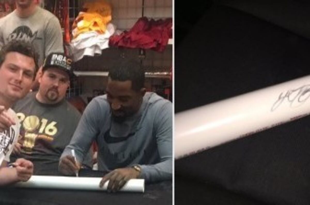 J.R. Smith Signs Actual Pipe for Fan at Autograph Session After ...