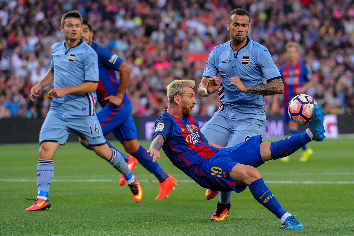 Leo Messi Lights Up Joan Gamper Trophy with Overhead Assist for Luis ...