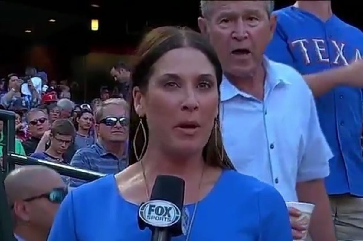 George W. Bush Photobombs Reporter at Rangers Game | News, Scores ...