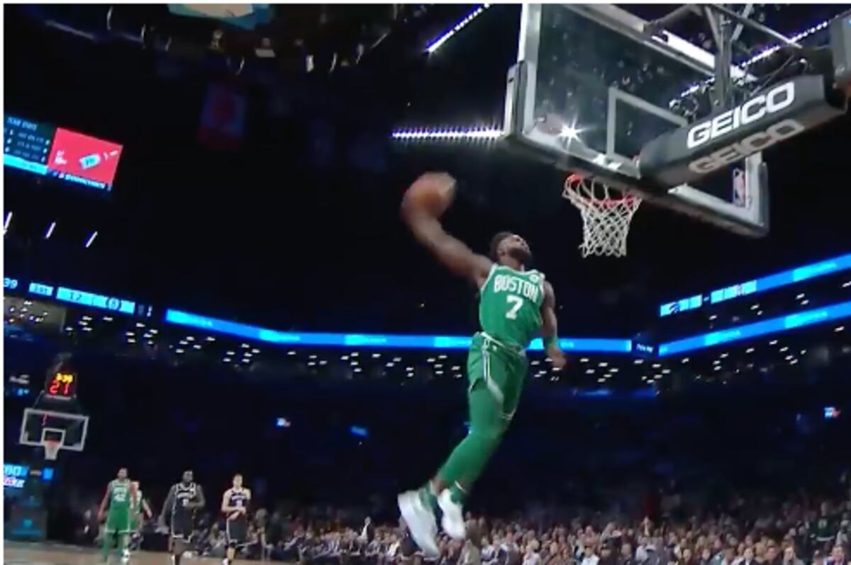 Celtics Forward Jaylen Brown Drops Monster Windmill Dunk on Nets | News, Scores, Highlights ...