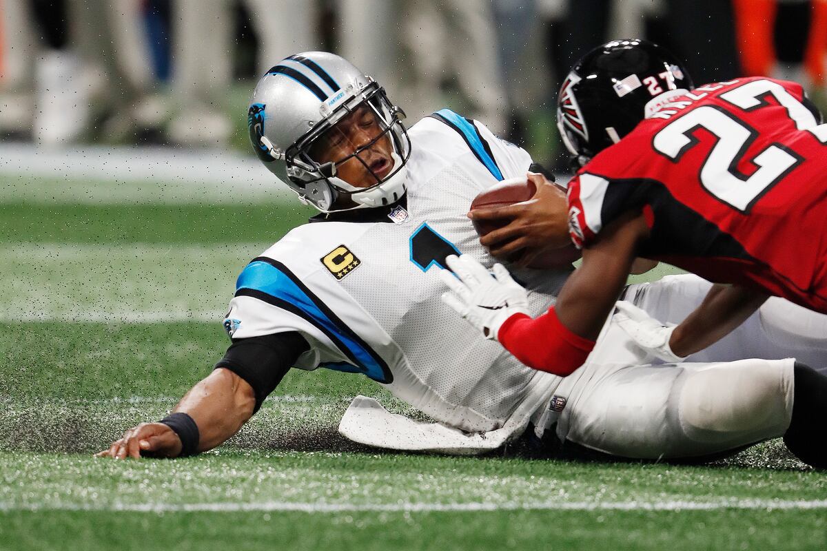Cam Newton Takes Vicious Late Hit to Head, Damontae Kazee Ejected ...