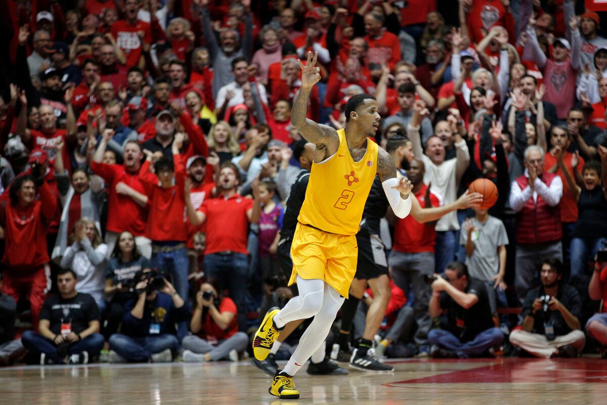 New Mexico Upsets No. 6 Nevada 85-58 Behind Anthony Mathis' 27 Points ...