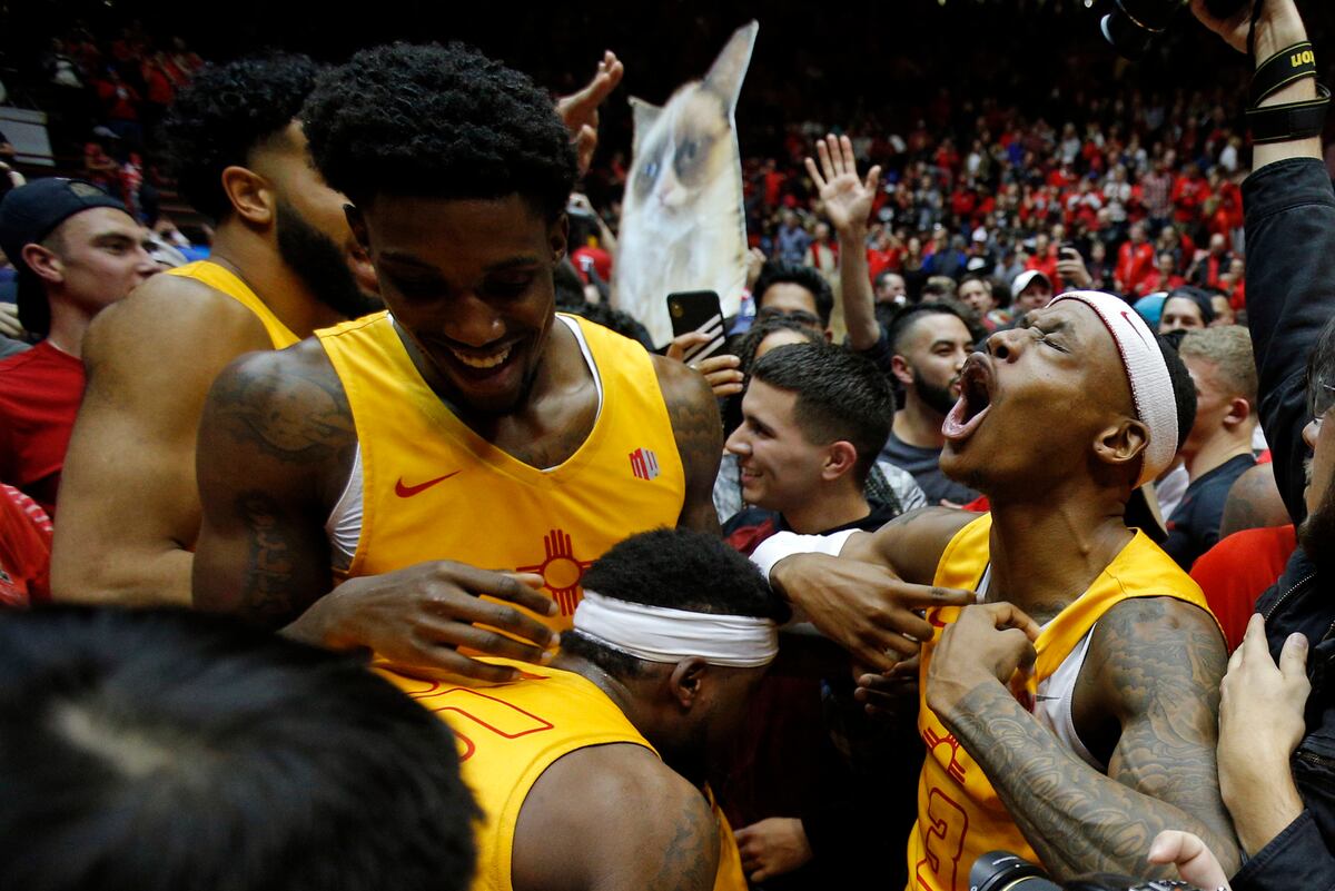 New Mexico Upsets No. 6 Nevada 85-58 Behind Anthony Mathis' 27 Points ...