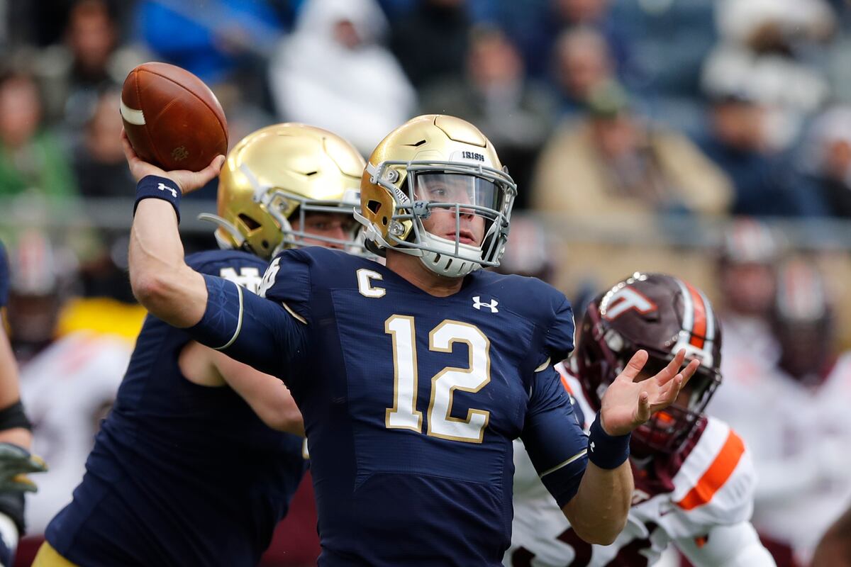 Ian Book, No. 16 Notre Dame Avoid Virginia Tech Upset with Last-Minute ...