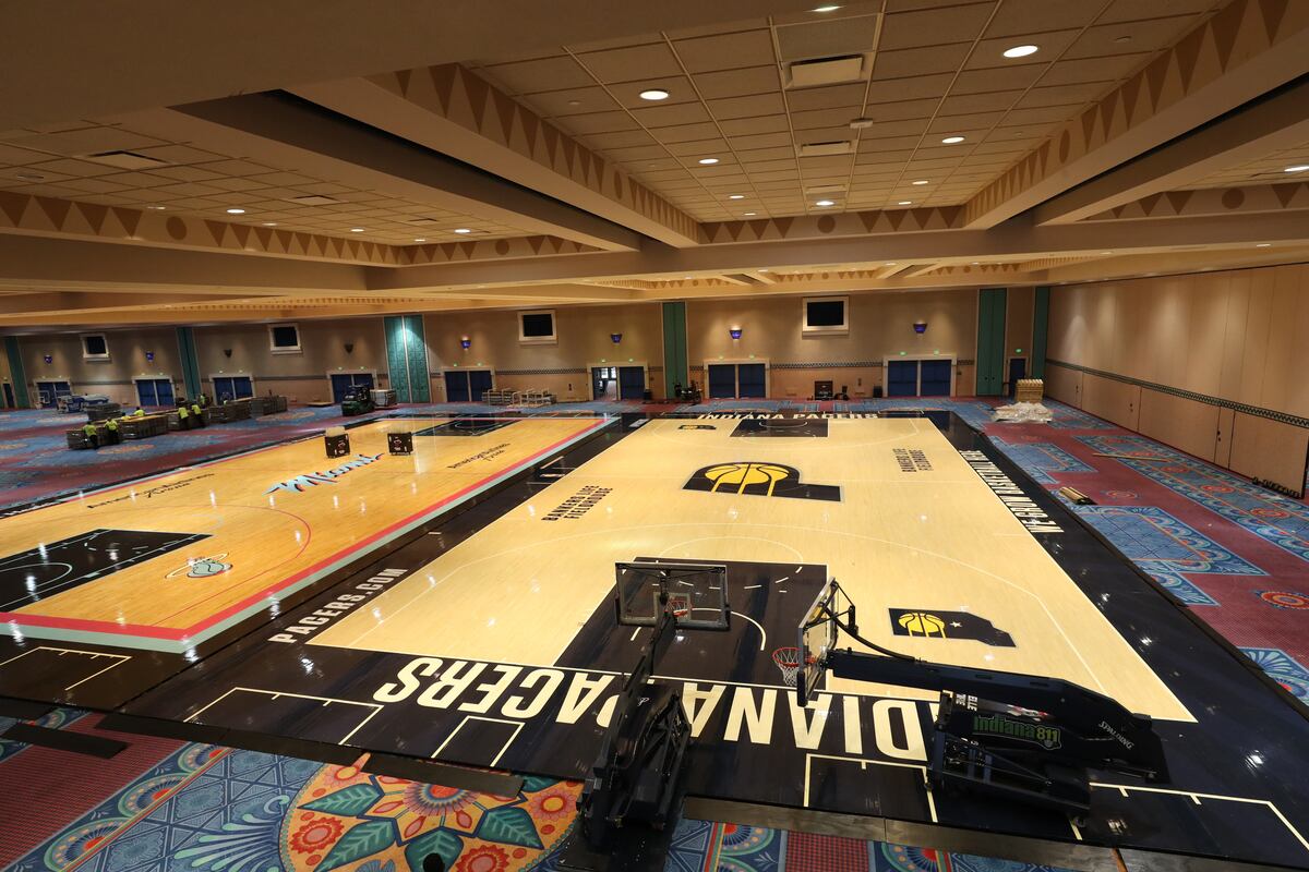 NBA Shares Images of Practice Floor Installations Ahead of 2020 Restart ...