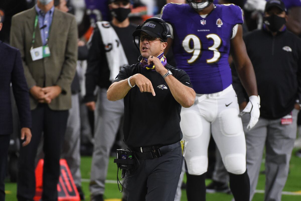Ravens' John Harbaugh: Coaches Can't Be Expected to Keep Mask Up at All ...